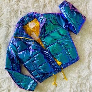 Jackets & Coats | Iridescent Petrol Puffer Jacket | Poshmark